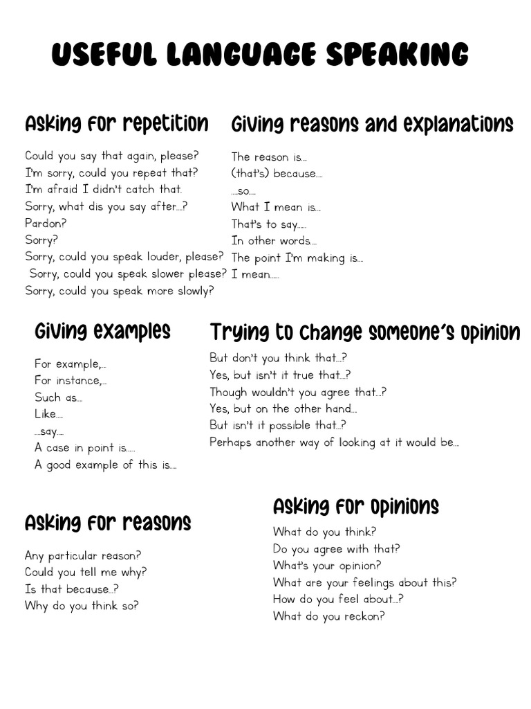 Useful Language For Speaking | PDF