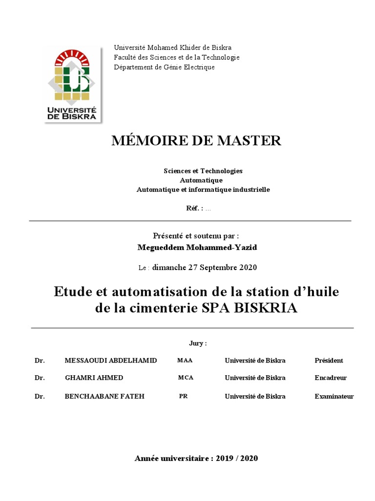 Automatisation de la station d'huile à Biskra | PDF | Ciment | Énergie ...