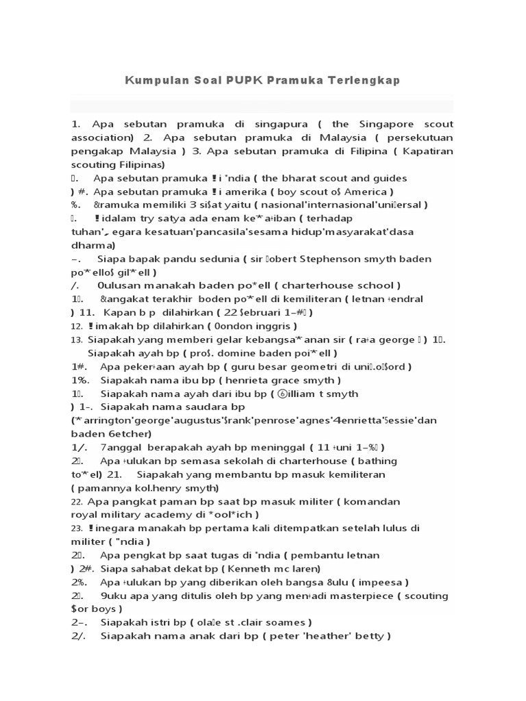 Kumpulan Soal Pupk Pramuka Terlengkap | PDF