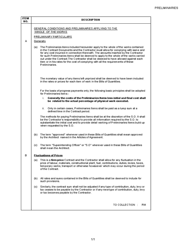Section 1 - Preliminaries | PDF | Specification (Technical Standard ...