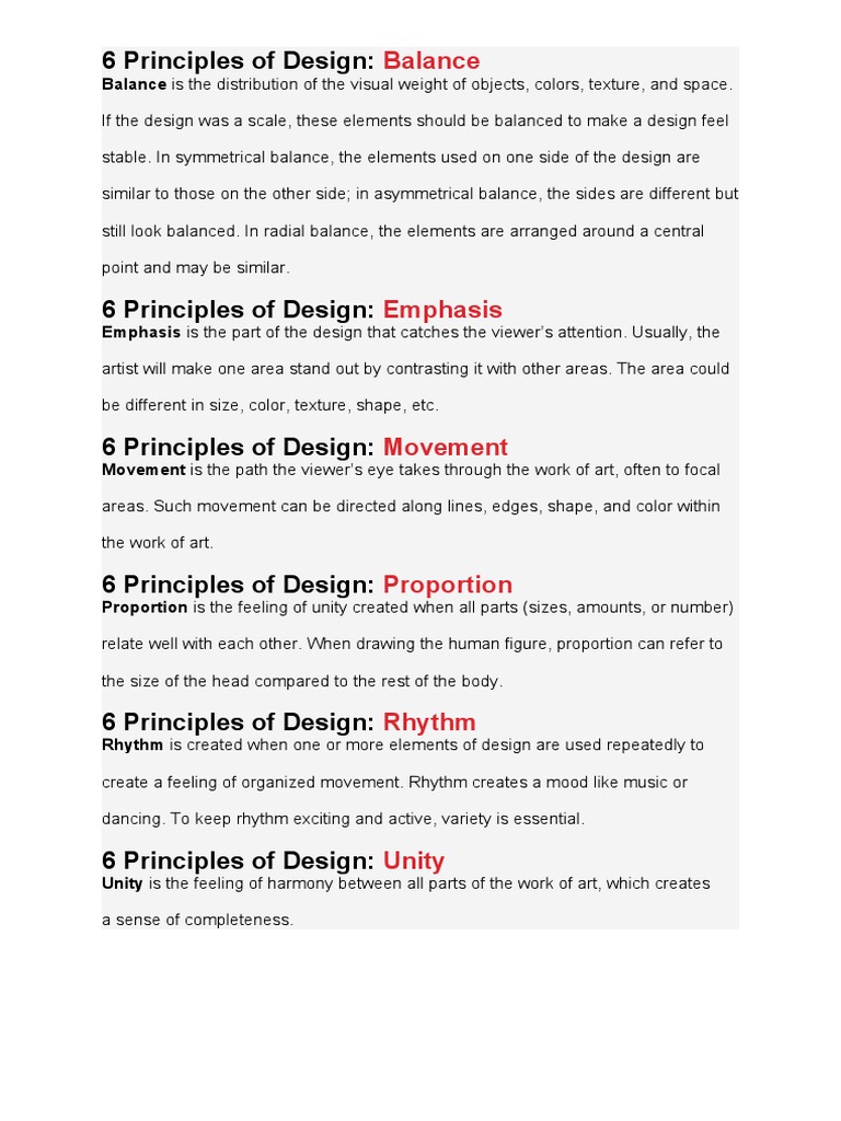 6 Principles of Design | PDF | Design | Aesthetics