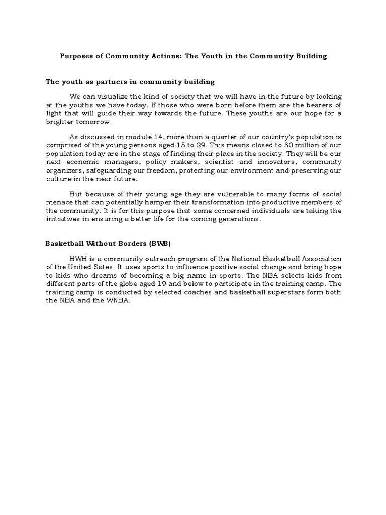 Purpose of Community Action Hand Outs | PDF