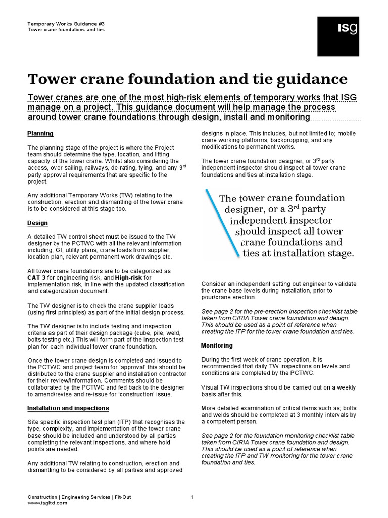 TWG#3 - Tower Crane Foundation and Tie Guidance | Download Free PDF ...