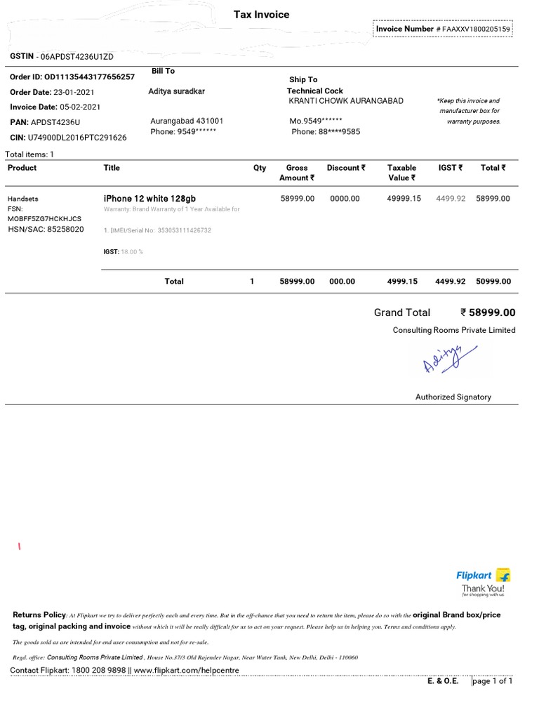 Iphone 12 Bill | PDF | Taxes | Economies