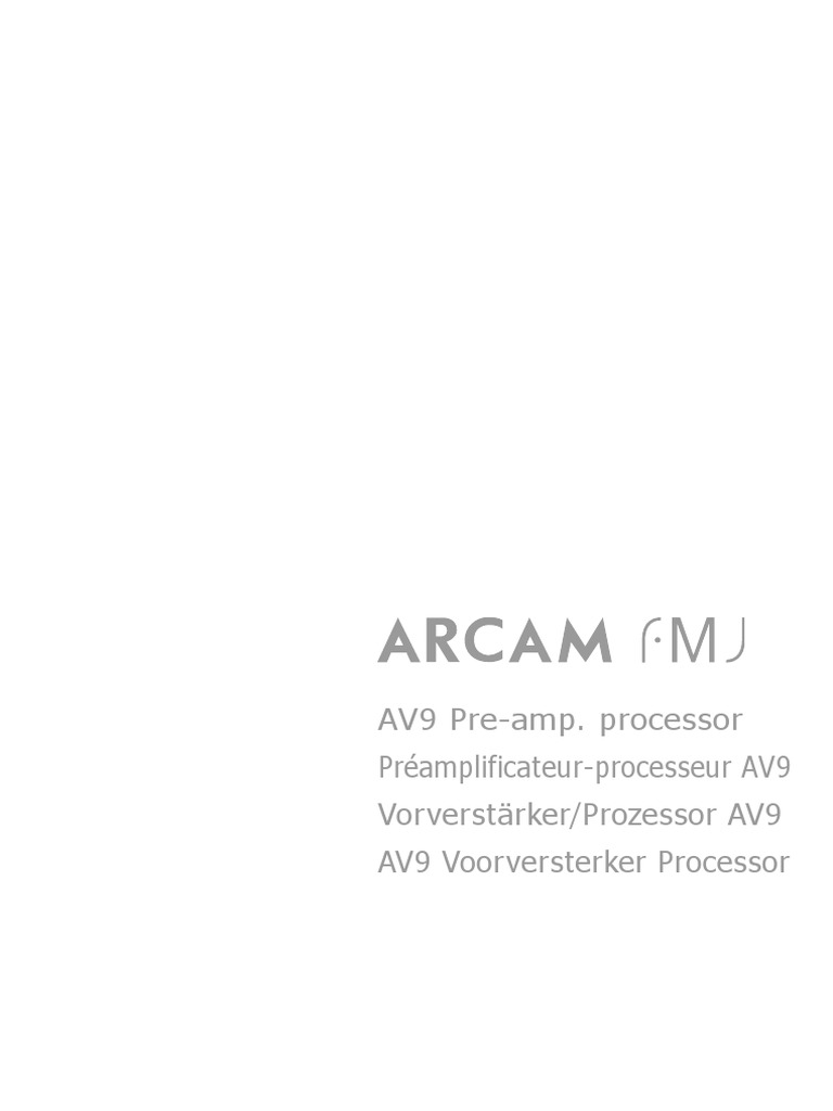 Arcam Av9 User Manual | PDF | Video | Hdmi