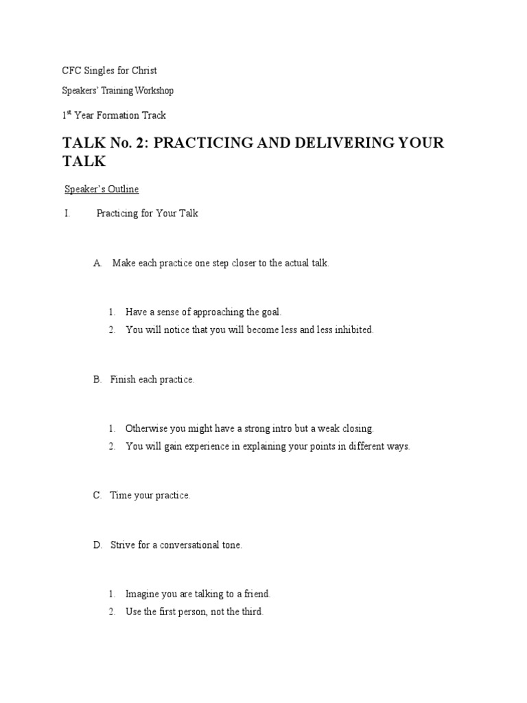 Talk No. 2 PRACTICING AND DELIVERING YOUR TALK | PDF | Nonverbal Communication | Psychology