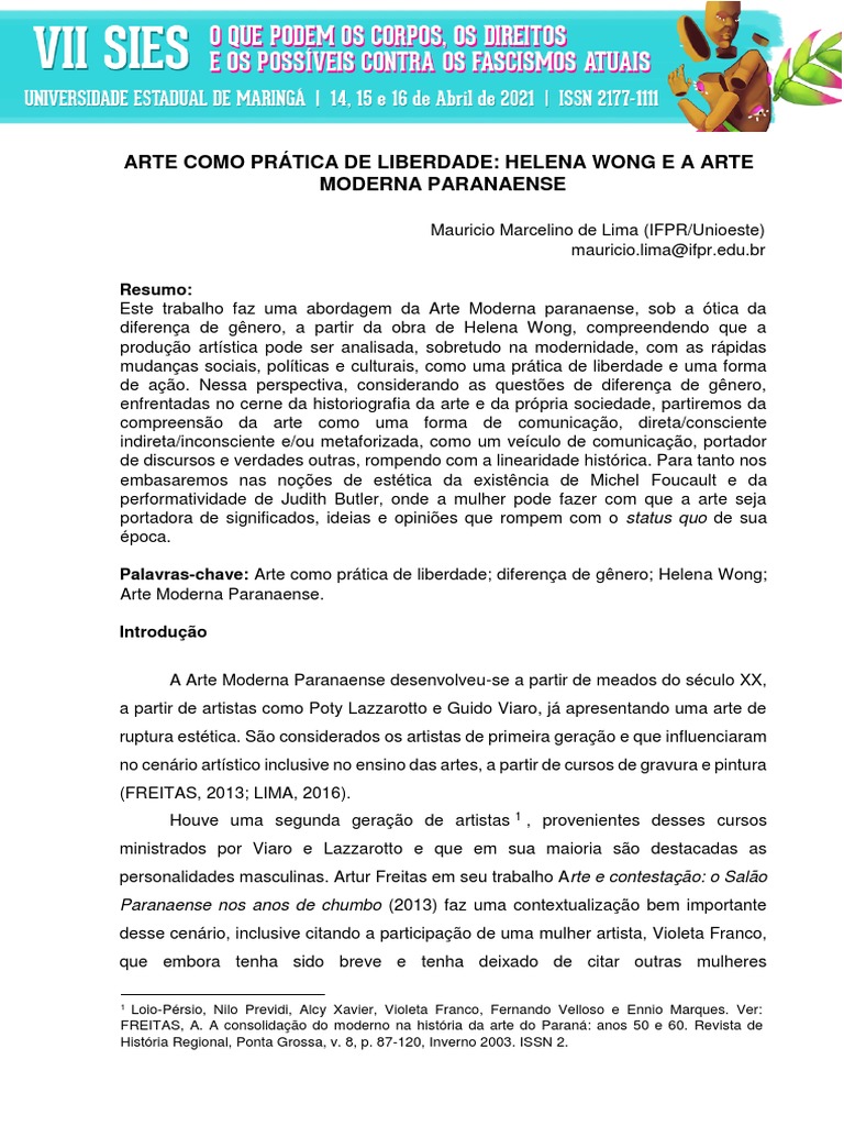 Arte Como Prática de Liberdade - Helena Wong e A Arte Moderna ...