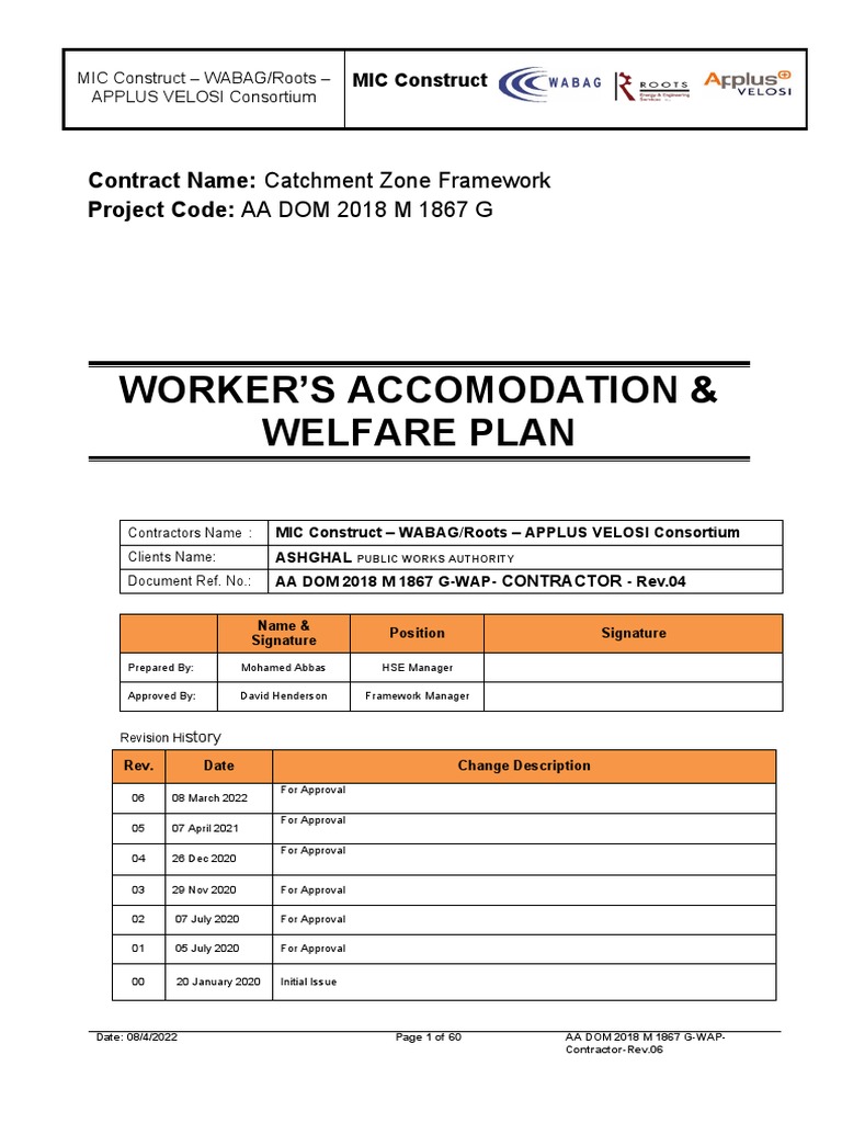 MIC Construct Workers' Accommodation and Welfare Plan | PDF ...