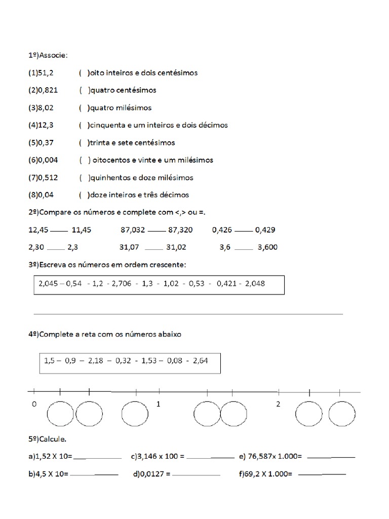 Numeros Decimais | PDF
