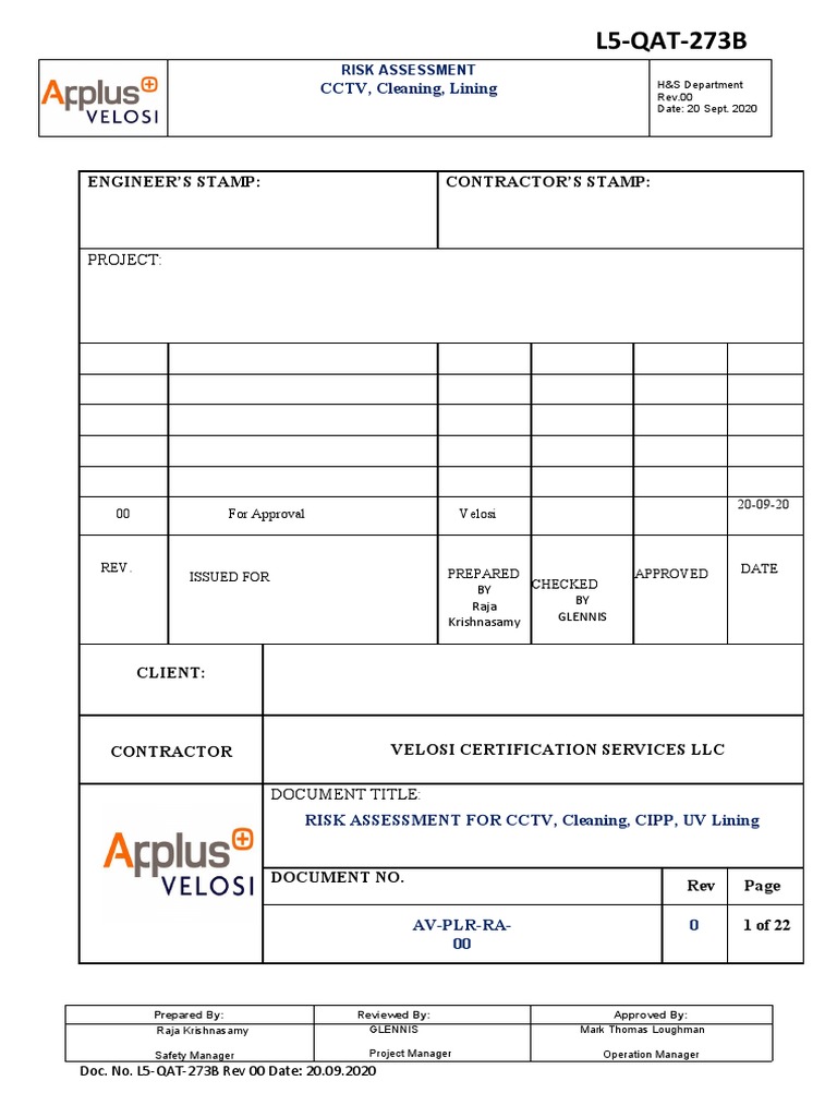 Rams CCTV, Cleaning, Cipp Uv Lining l5 Qat 273b | PDF | Personal ...