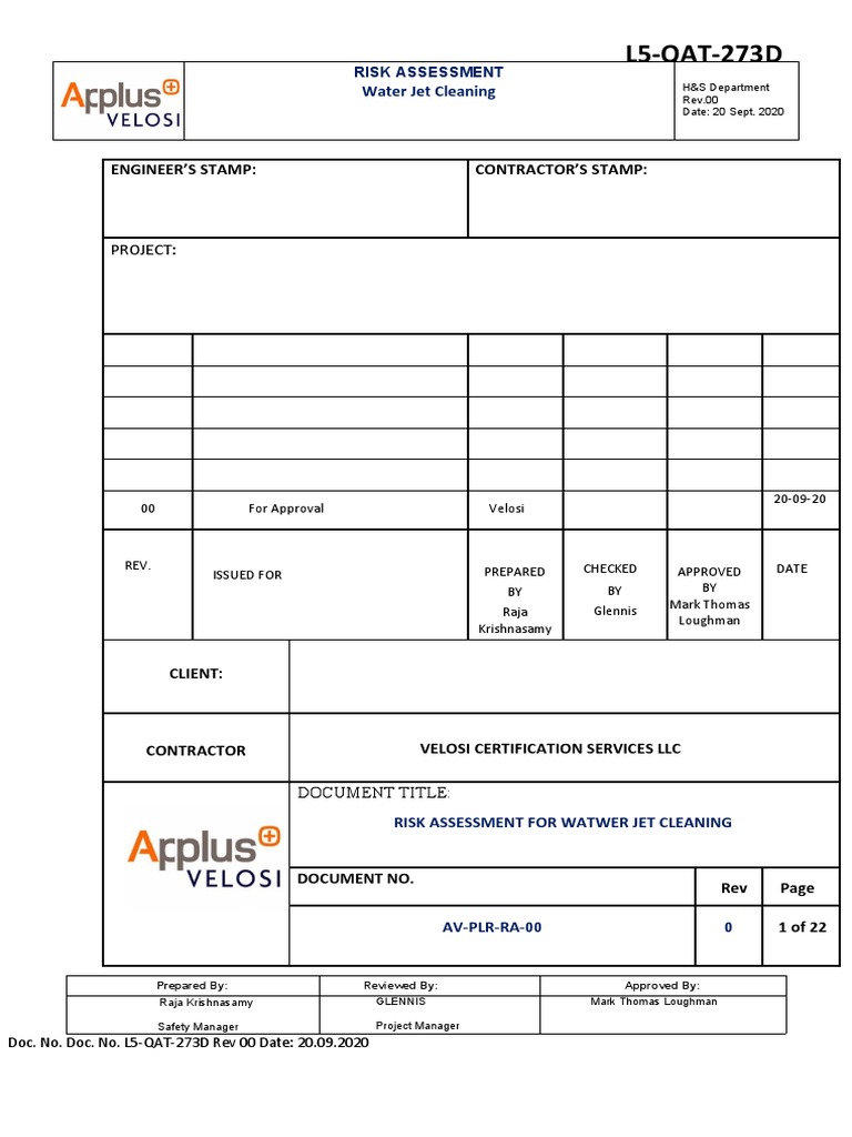 RAMS Water Jet Cleaning L5 QAT 273D | PDF | Personal Protective ...