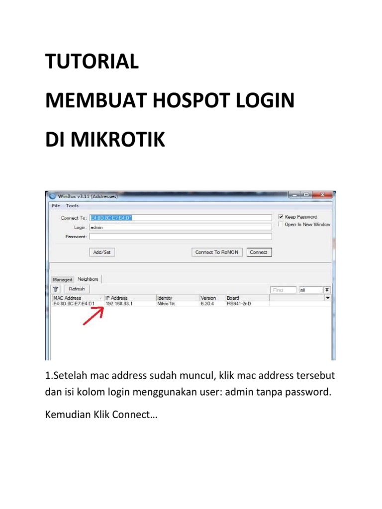 Tutorial Membuat Hospot Login Dengan Mikrotik | PDF