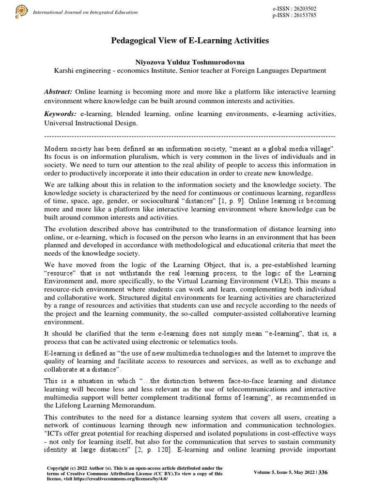 Pedagogical View of E-Learning Activities | PDF | Educational ...