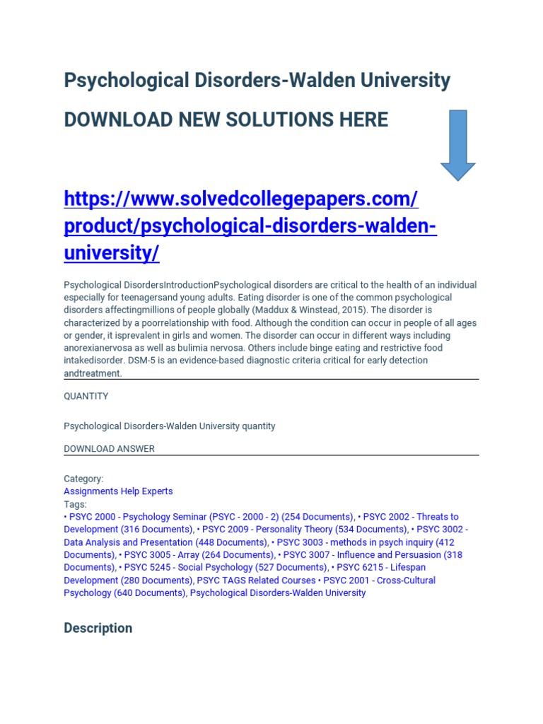 Psychological Disorders | PDF | Mental Disorder | Eating Disorder