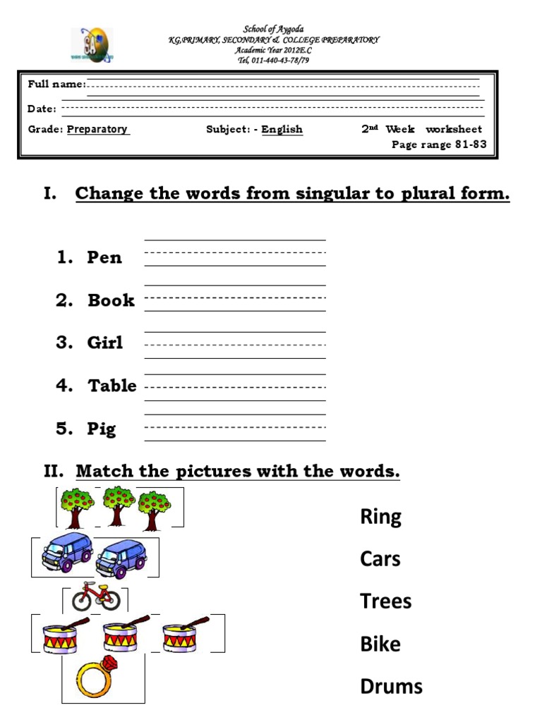 English Worksheet 2 For Preparatory | PDF