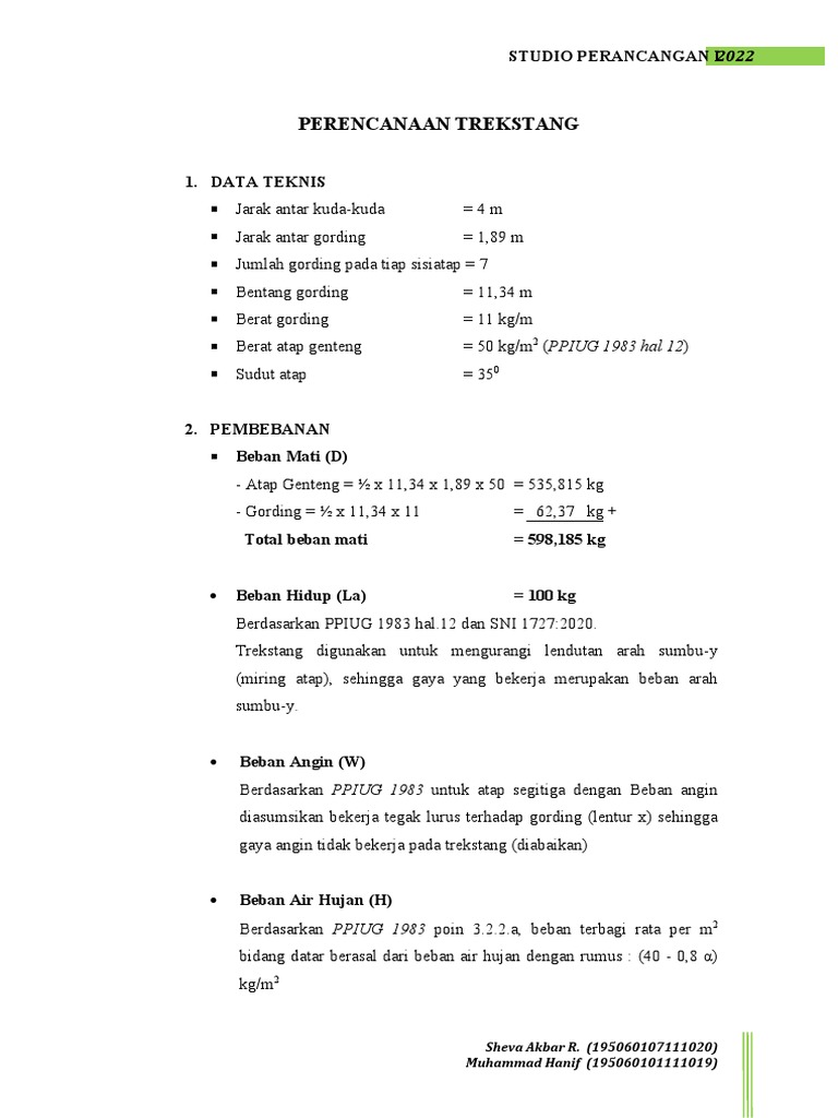 Perhitungan Trekstang 2022 | PDF
