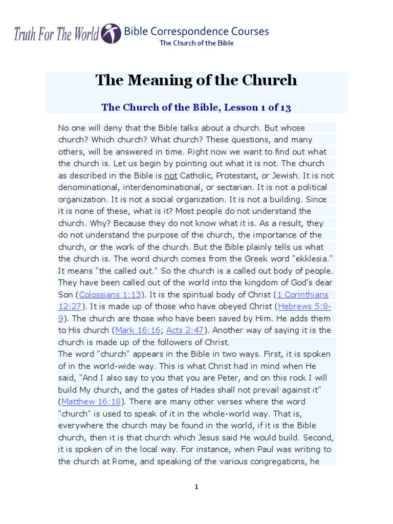 The Church of The Bible | PDF