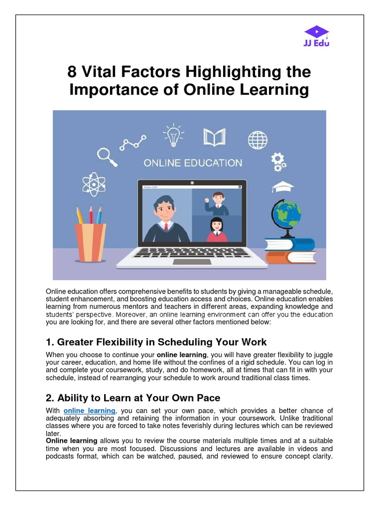 8 Vital Factors Highlighting The Importance of Online Learning - JJ EDU ...