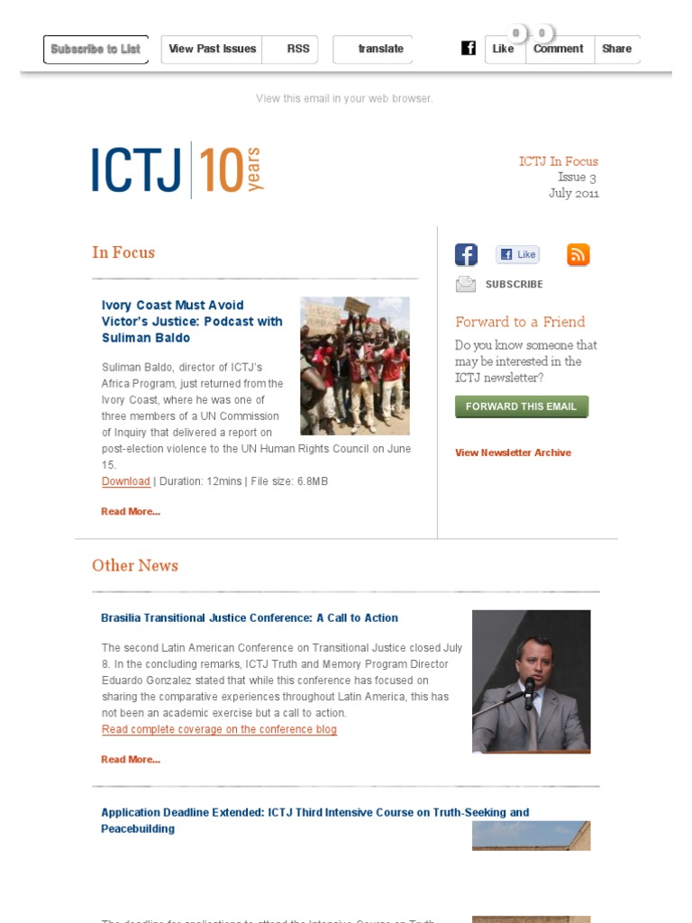 ICTJ in Focus Issue 3 July 2011 | PDF