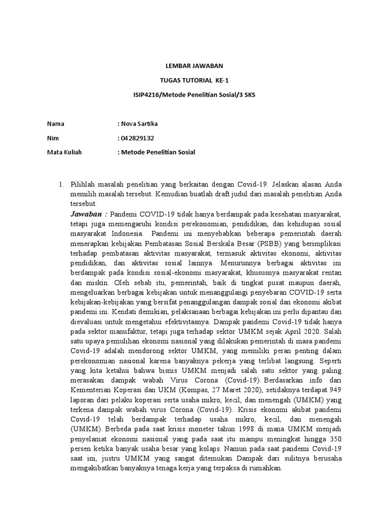 Tugas 1 Metode Penelitian Sosial | PDF