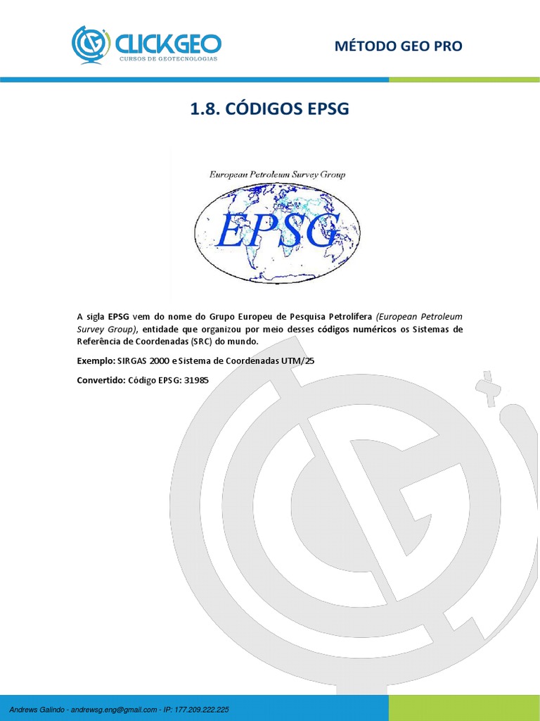 1.8. Códigos EPSG | PDF