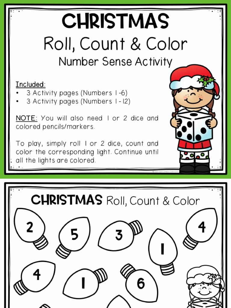 Christmas Roll Count and Color Freebie | PDF