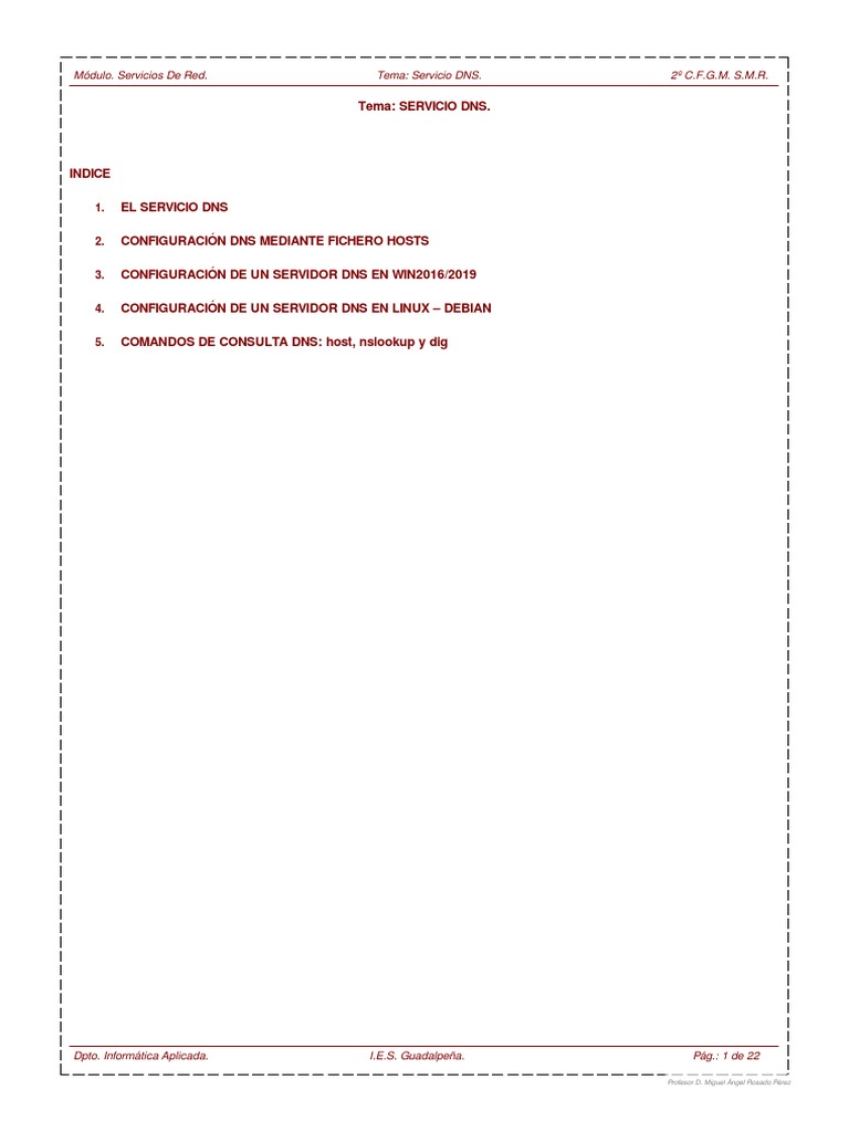 2CFGM SMR ModuloSR Tema DNS | PDF | sistema de nombres de dominio | Red de área amplia