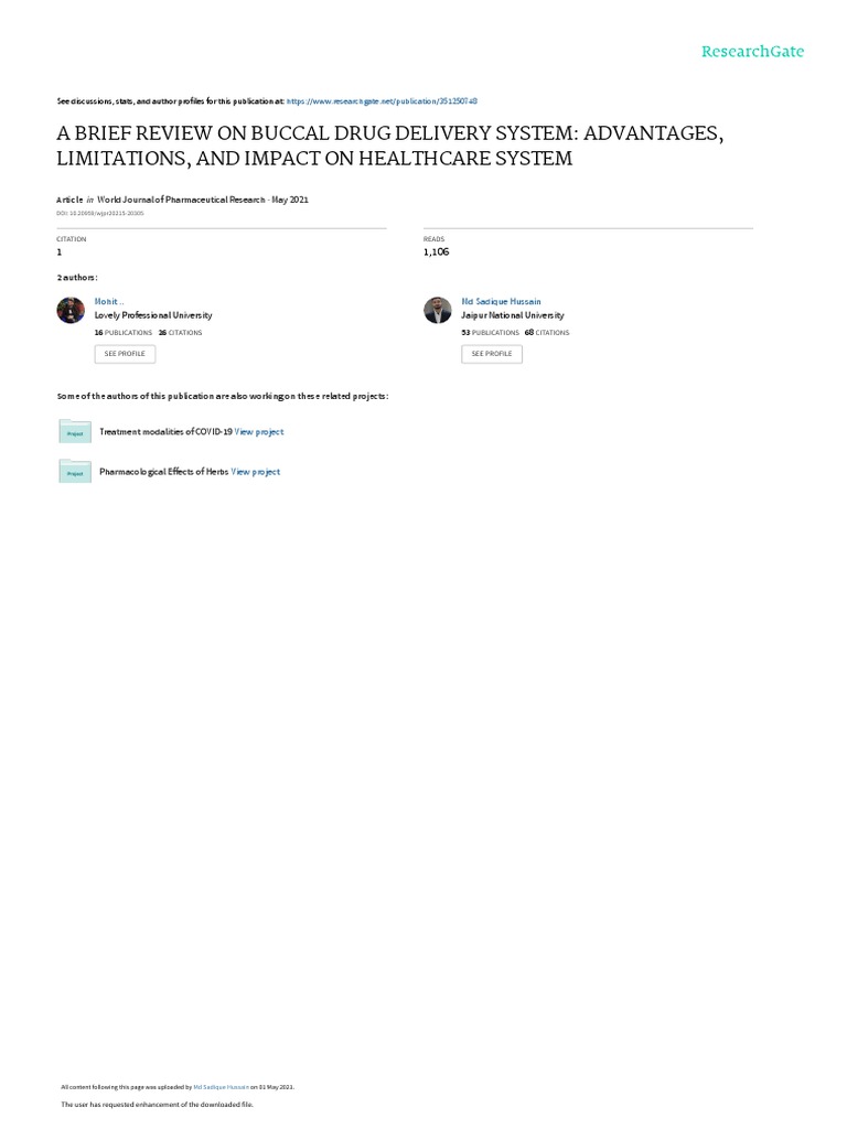 Article WJPR 1619781936 | PDF | Epithelium | Physical Sciences