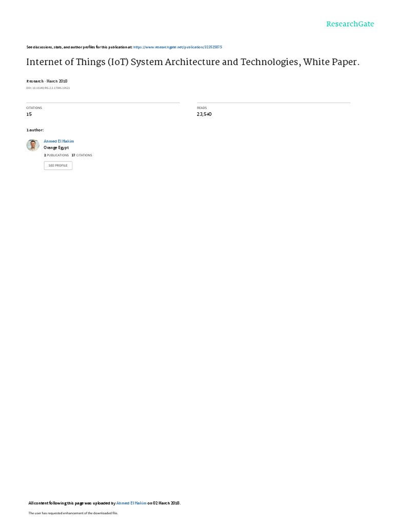 Io TSystem Architectureand Technologies | PDF | Internet Of Things ...