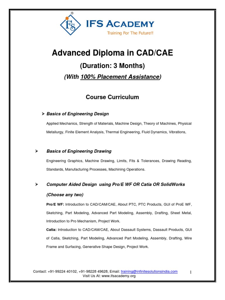 Advanced Diploma in CAD/CAE Training | PDF | Computer Aided Design ...