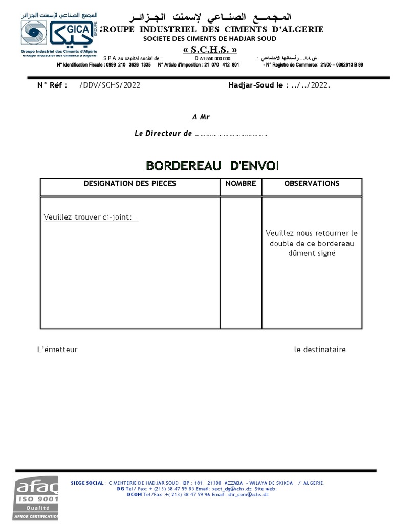 Bordereau D Envoi Avec Tedj + Nouveaux Numéros 29 09 22 | PDF