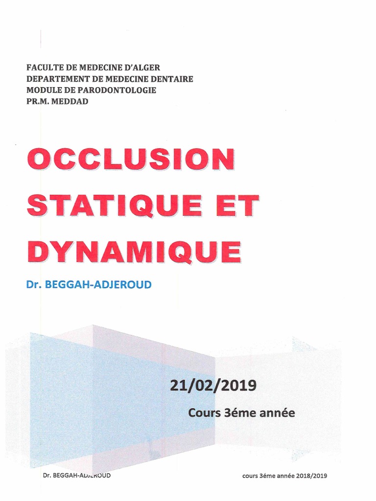 5 - L'Occlusion Statique Et Dynamique | PDF