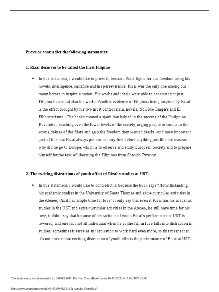 RLW 5th Activity | PDF