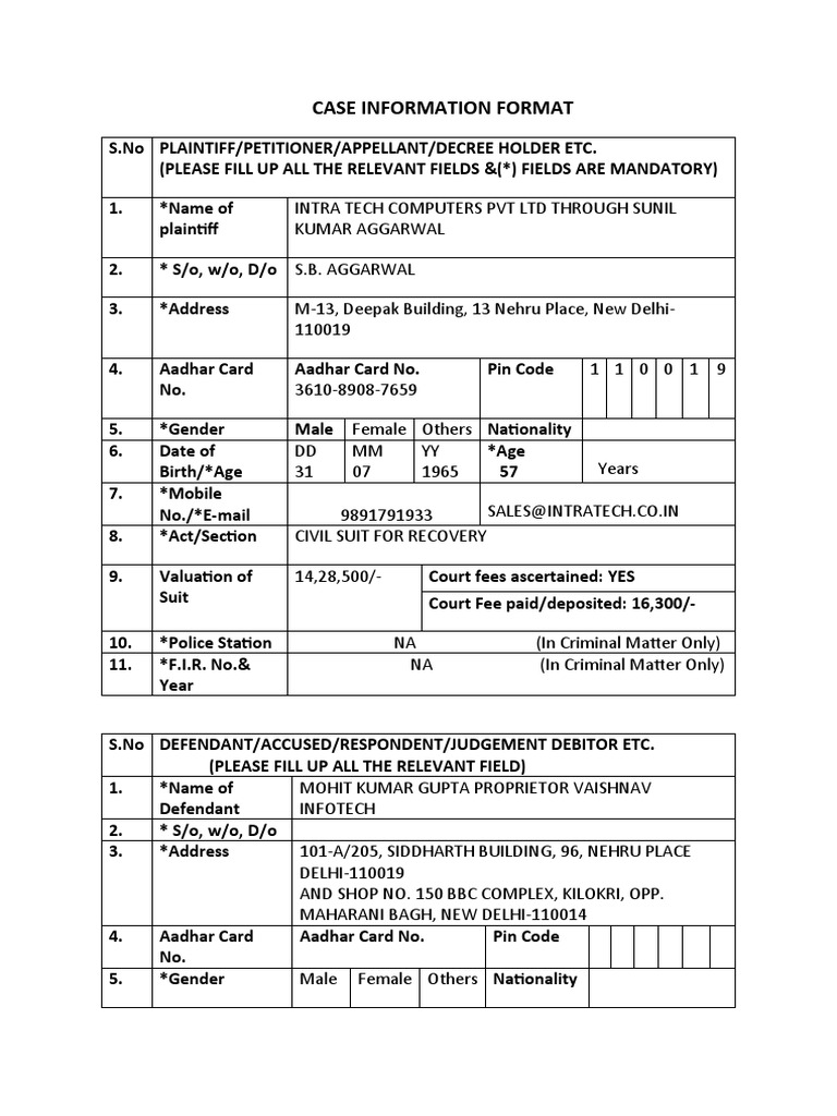 Case Information Format | Download Free PDF | Public Sphere | Judiciaries