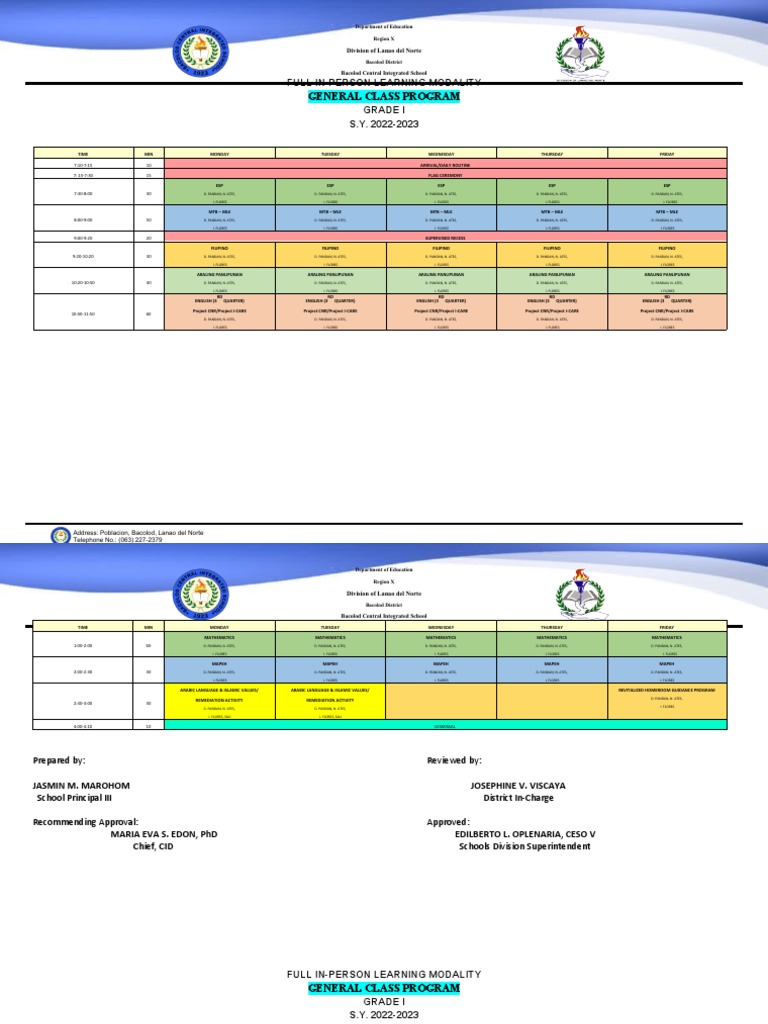 Bacolod Cis Class Program Grade 1-2 | PDF