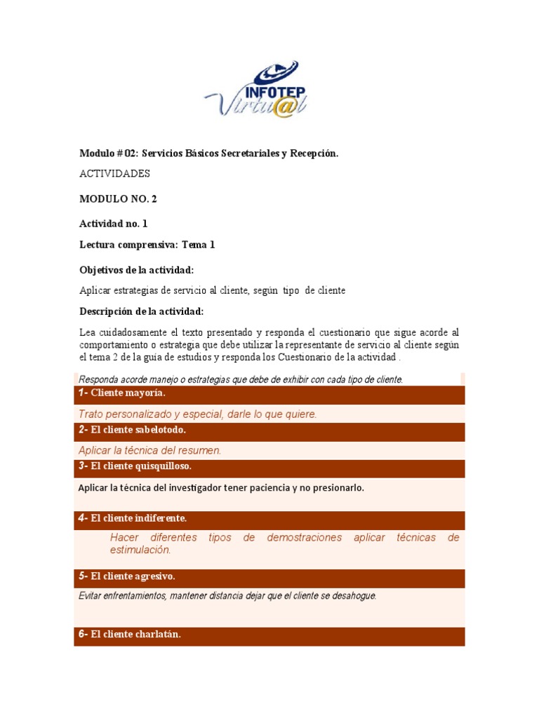 Actividad 1 Modulo 2 | Descargar gratis PDF | Cliente | Business