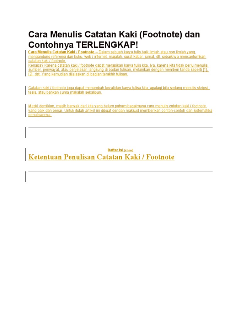 Panduan Lengkap Penulisan Catatan Kaki | PDF | Kajian Bahasa Asing