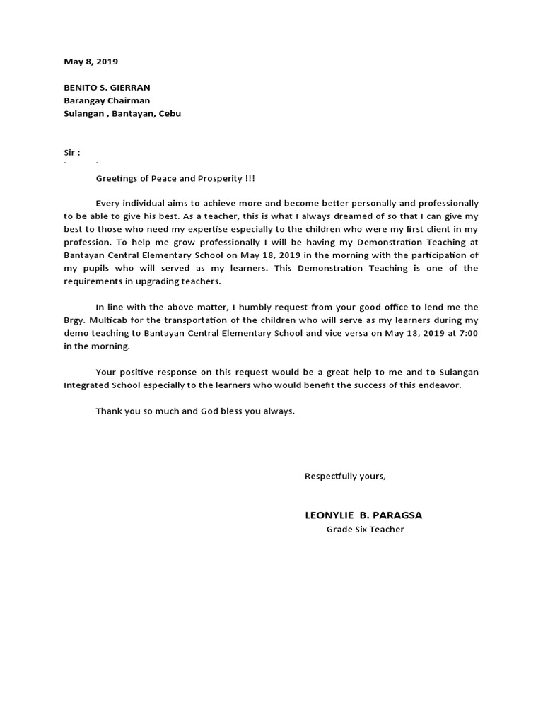 Letter Request For Multicab | PDF | Teachers | Teaching