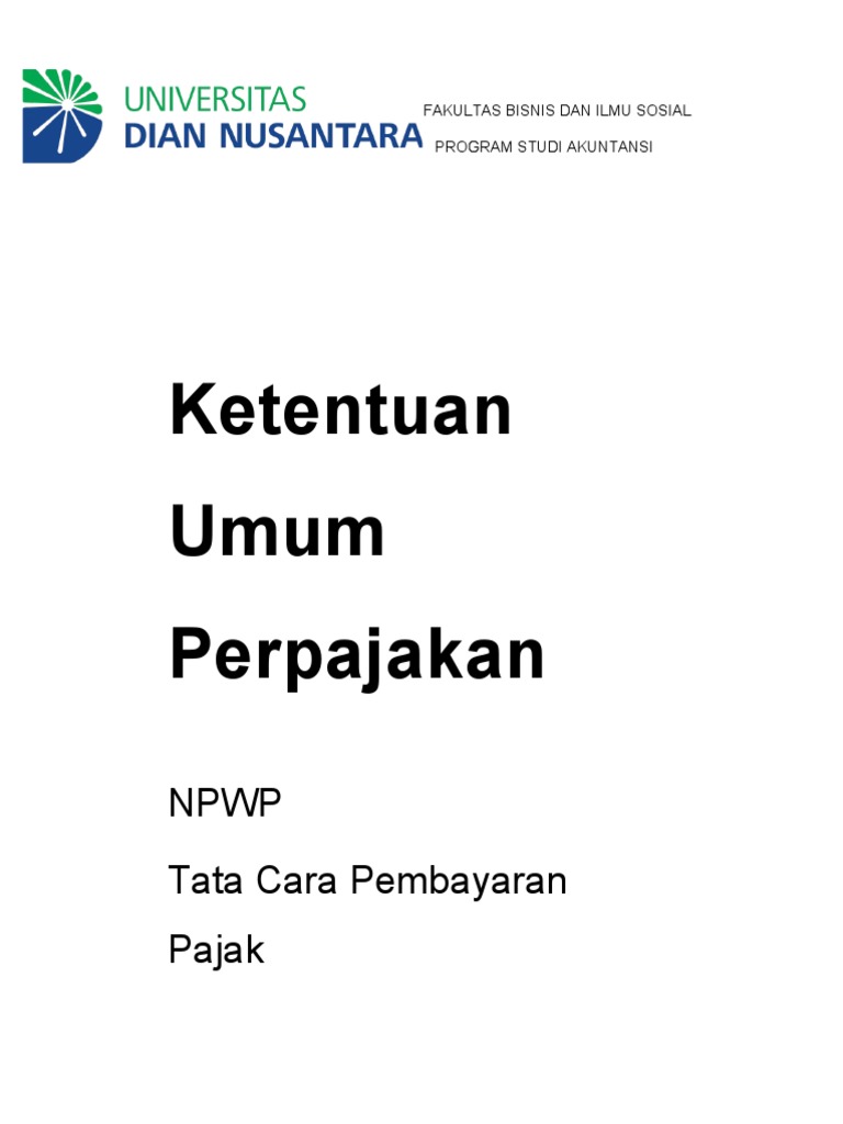 Modul 2 - NPWP Dan Tata Cara Pembayaran Pajak | PDF | Pengelolaan Keuangan & Uang | Hukum