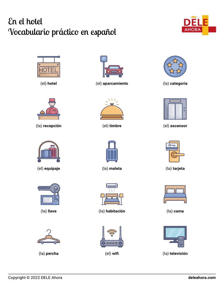 En El Hotel Vocabulario Practico en Espanol Imprimible | PDF