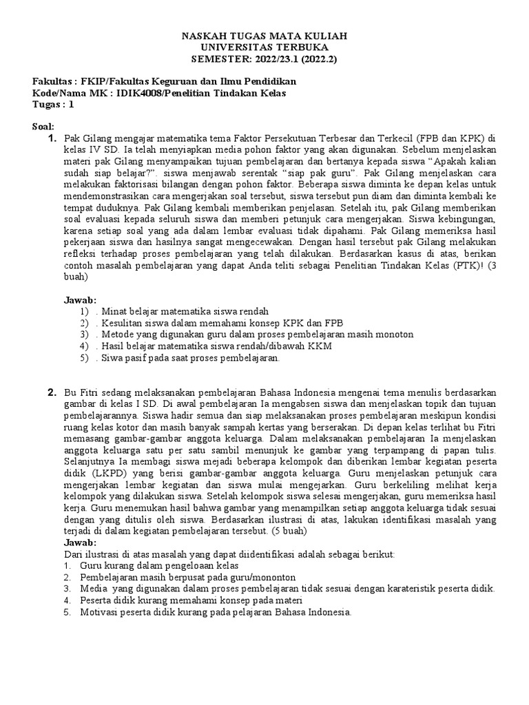 Naskah Tugas Mata Kuliah PTK | PDF