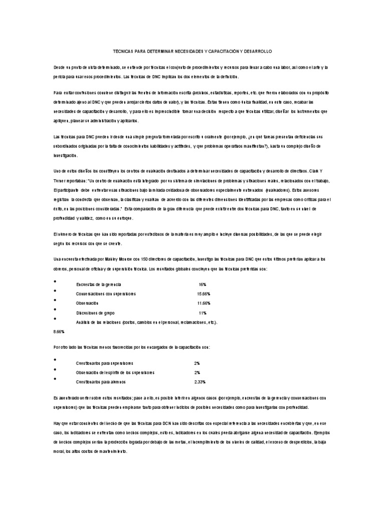 Tecnicas para Determinar Necesidades de Capacitacion | PDF | Evaluación | Simulación