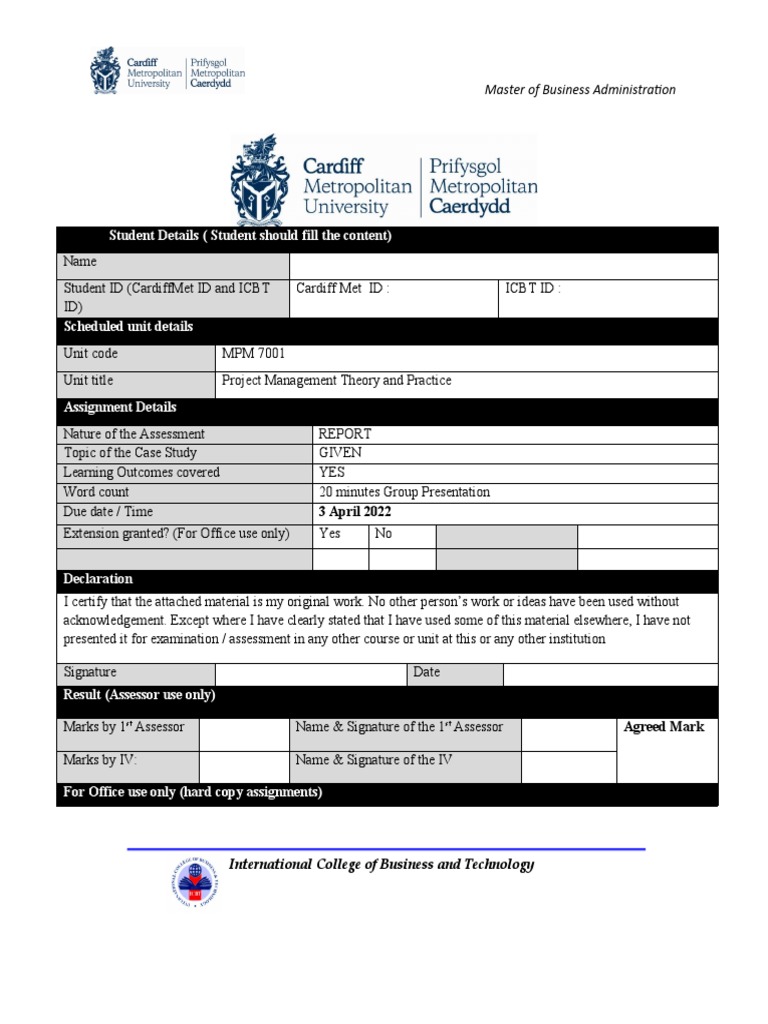 MPM 7001 Project Management Theory and Practice PRES 1 | PDF | Project Management | Agile ...