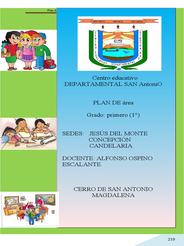 Plan De Area Grado Primero Pdf Aprendizaje Evaluación
