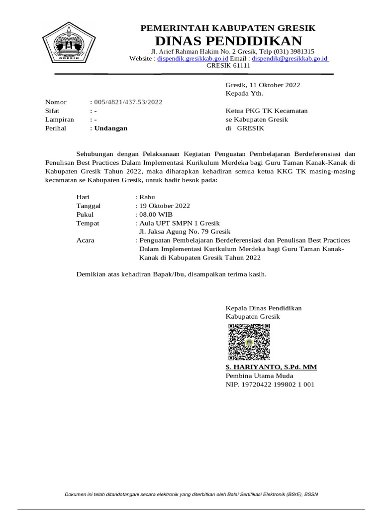 Undangan KKG TK 19 Okt 2022 | PDF