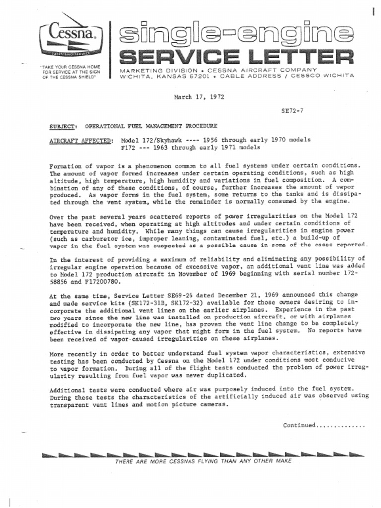 C172 Early Fuel Vapor Problems | PDF
