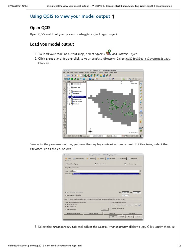 Using QGIS To View Your Model Output - WCSP2012 Species Distribution ...