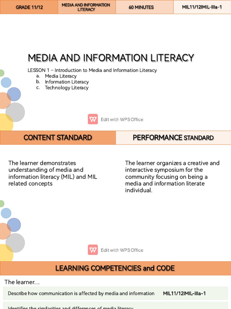Lesson 01 Introduction To Media and Information Literacyjim | PDF