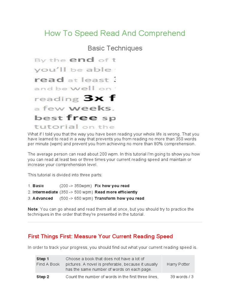 Speed Reading Pdf Speed Reading Cognitive Science