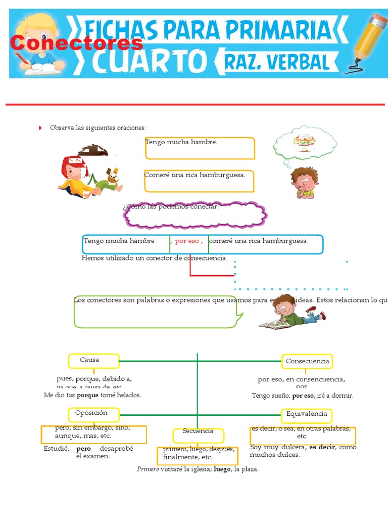 Ejercicios de Conectores para Niños | PDF